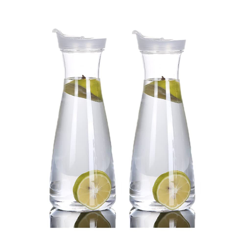PARTSQUEEN 2 Pack Acrylic Water Carafe with Flip Top Lid, Food Grade ...