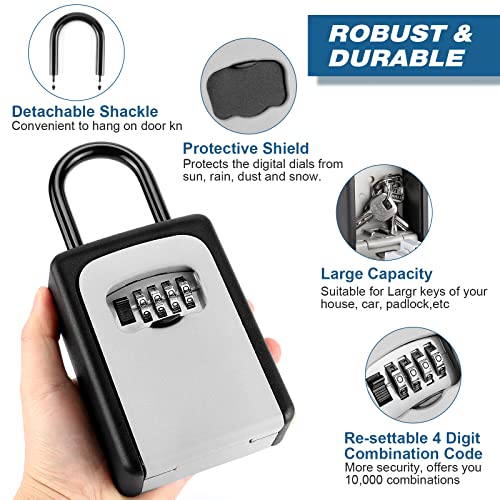 Key Lock Box, Combination Lock Box Wall Mounted Waterproof Key Storage ...