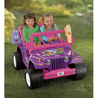 Power Wheels Dora the Explorer Jeep Wrangler, Purple/Pink - Epic Kids Toys