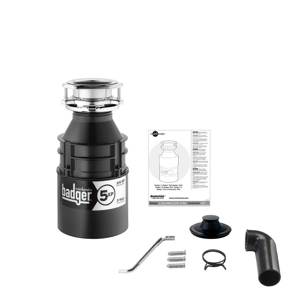 Insinkerator Badger 5XP 3/4 HP Household Food Waste Disposer, Garbage ...