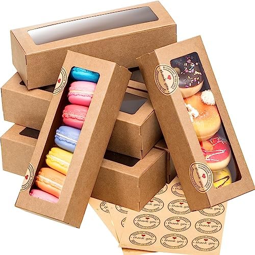 Sherr 100 Pcs Macaron Boxes with Window Macaron Gift Box for 6 Macaron ...