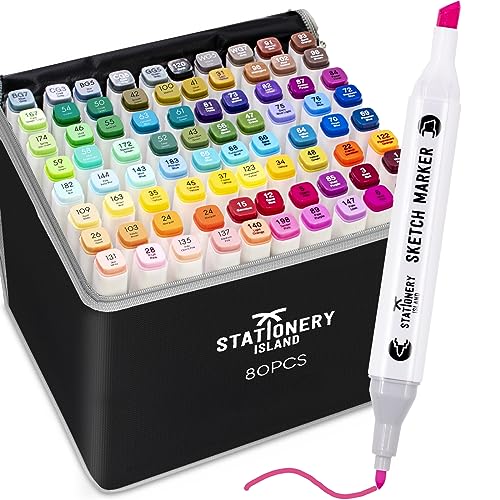 STATIONERY ISLAND Marker Pens 80 Assorted Colours – Alcohol Markers And ...