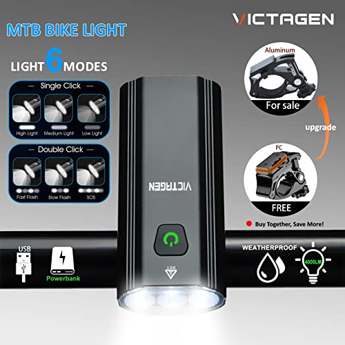 Bike Lights Front Back Rechargeable: 2022 VICTAGEN Upgrade Super Bright Bike Headlight USB, 3 ...