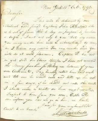 American Colonial Era Letter Regarding the Sale of Skins, New York ...
