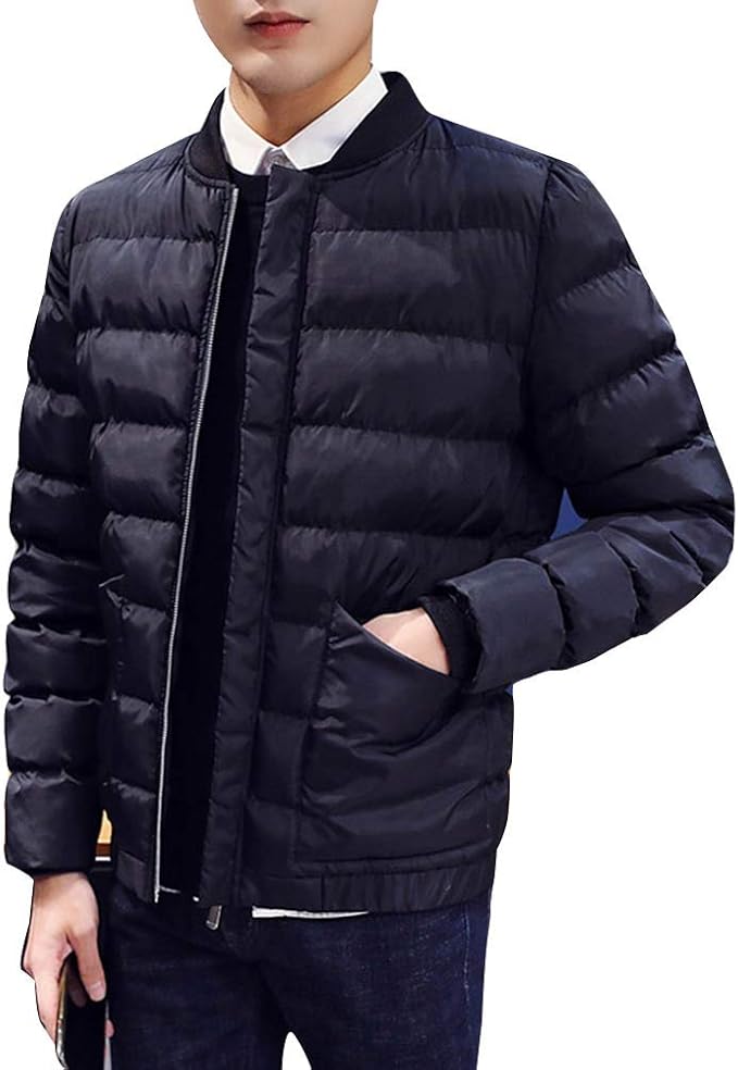 Men's Winter Puffer Packable Bomber Jacket Warm Padded Coat: Amazon.co ...