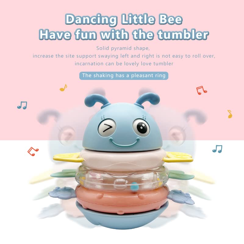 Boymorna Stacking Rings Musical Wobble Tummy Time Toys, Roly Poly Baby ...