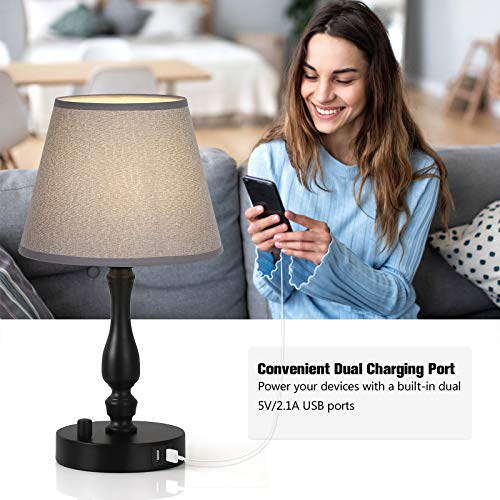 JS NOVA JUNS Set of 2 Table Lamps with 2 USB Charging Ports, Modern ...