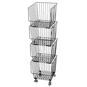Amazon.com: Set of 4 Stackable Rolling Black Metal Wire Produce Storage ...