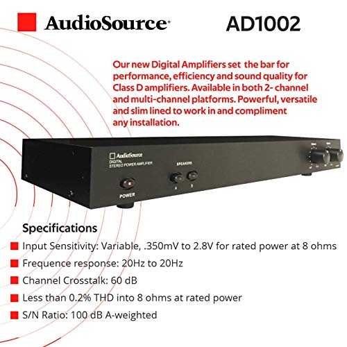 AudioSource Digital Amplifier, 2 Channel Stereo Power D Amplifier ...