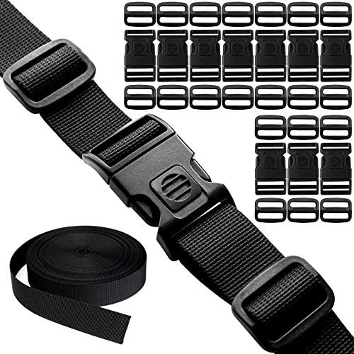 Buckles Straps Set of 1 inch: 10 pcs Quick Side Release Buckle Adjustable Lockable + 12 Yard ...