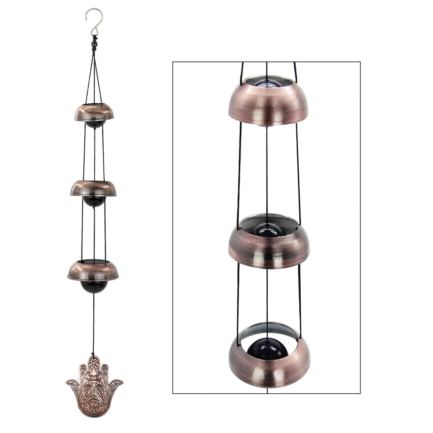 ASTARIN Temple Wind Chime, Red Copper Wind Chimes with 5 Bells, Feng ...