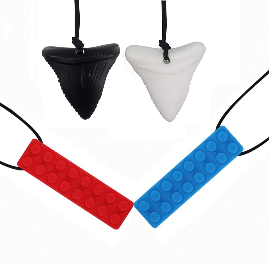 4 Pieces Sensory Chewing Necklace, Tooth Chew Necklace for Kids ...