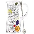 Amazon.com: Mud Pie Sangria Glass Pitcher, 67 oz | Spoon 10", Clear ...