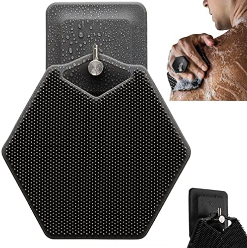 Silicone Body Scrubber & Storage Hook Set, SAMMOO Silicone Bath Brush ...