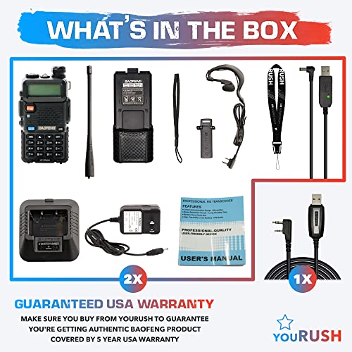 youRUSH Portable Ham Radio 2 Pack BAOFENG UV-5R 8W Dual Band Two Way ...