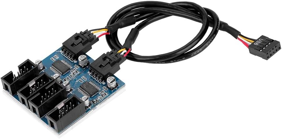 Bewinner USB Motherboard Header, 9 Pin USB Header Male 1 to 4 Female ...