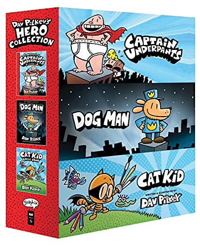 Amazon.com: Dav Pilkey's Hero Collection: 3-Book Boxed Set (Captain Underpants #1, Dog Man #1 ...
