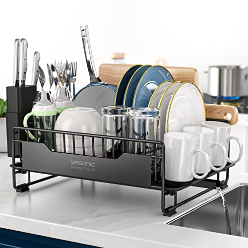 YASONIC Dish Drying Rack with Drainboard - Small Stainless Steel Dish ...
