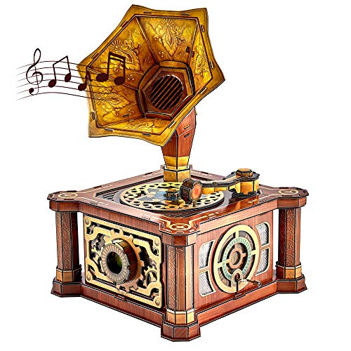 CubicFun 3D Puzzles Music Box for Adults Vintage Gramophone Handcrank ...