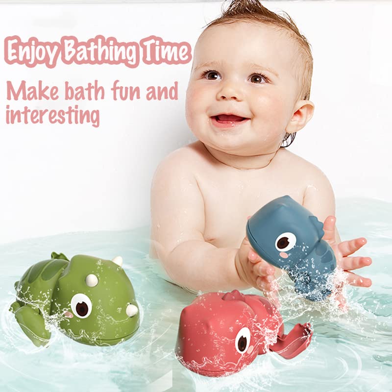Hooku Baby Bath Toys 3 Pack Cute Swimming Dinosaur Bath Toys For hooku-baby-bath-toys-3-pack-cute-swimming-dinosaur-bath-toys-for