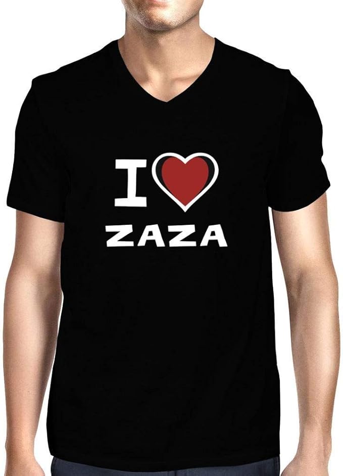 Idakoos I Love Zaza Bicolor Heart V-Neck T-Shirt Black: Amazon.ca ...