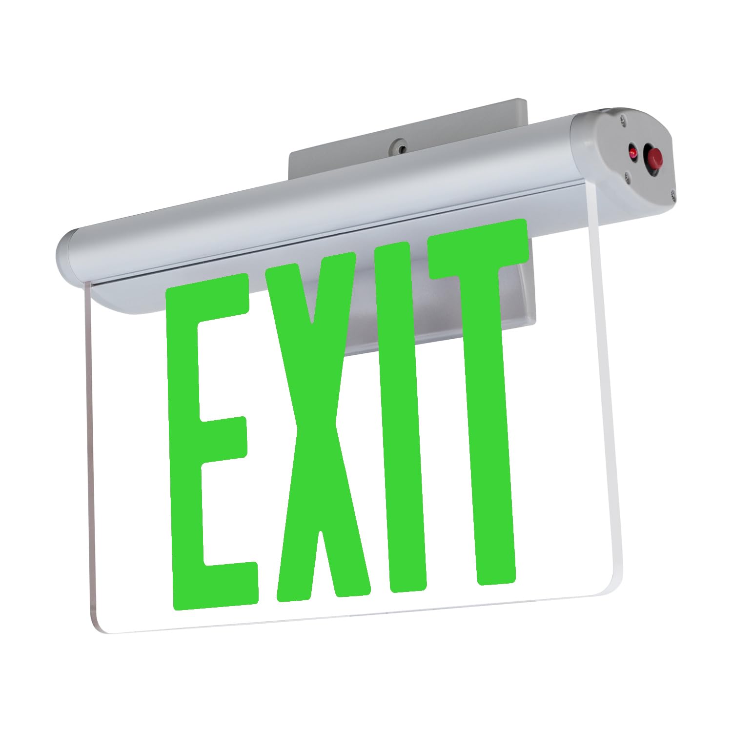 LFI Lights Edge-Lit Green Exit Sign – Modern Brushed Aluminum Housing ...