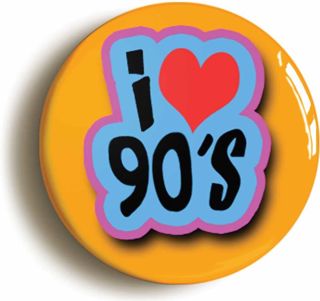 I HEART LOVE 90's RETRO NINETIES BADGE BUTTON PIN (1inch/25mm diameter ...