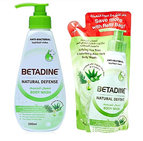 Betadine Body Wash Tea Tree Oil 500 ml & 400 ml Refill Bag price in UAE ...