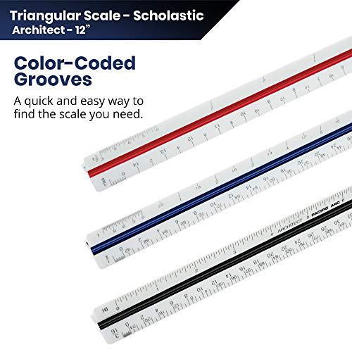 Pacific Arc Architect Triangle Scale Ruler 12 Inch with Acid Etched ...