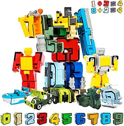 FIRE BULL 15 Pcs Transforming Number Robots Toy Set, STEM Educational ...