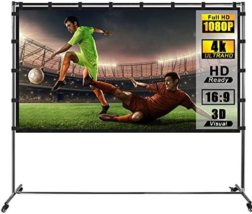 Projector Screen with Stand 84 inch Portable 16:9 HD 4K Rear Front ...