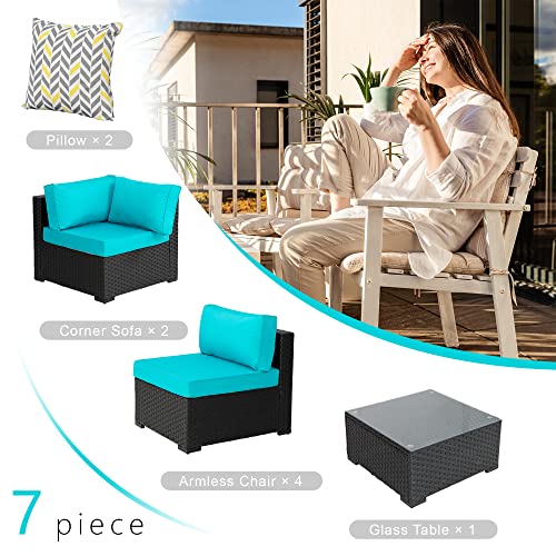 Walsunny 7 Piece Outdoor Sectional Patio Furniture Set, Outdoor Couch ...