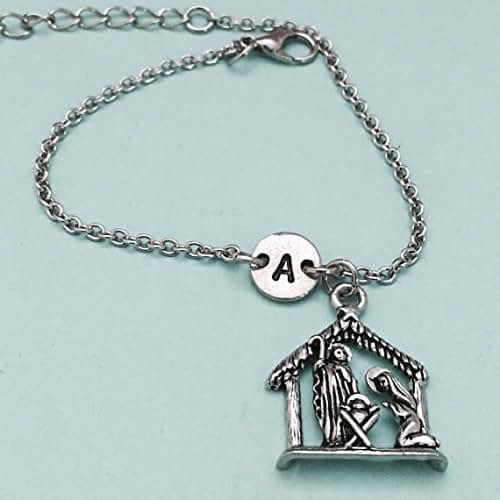 Amazon.com: Nativity scene charm bracelet, nativity scene charm ...