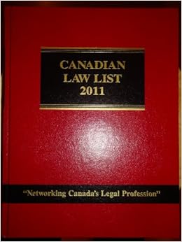 Canadian Law List 2011 ("Networking Canada's Legal Profession"): Judy ...