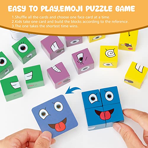 Wooden Face Changing Magic Cube Building Blocks Game Matching ...