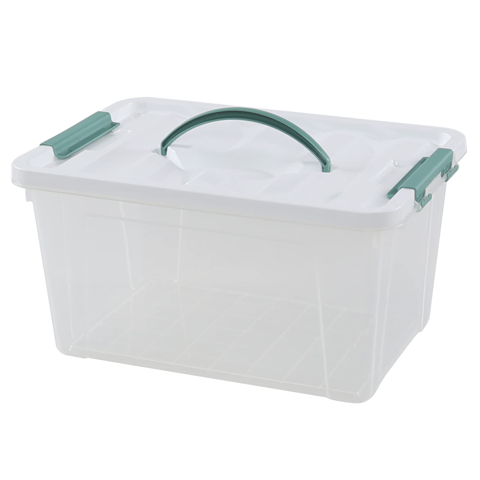 Pekky 1 Pack Plastic Small Latch Storage Box, 14 Quart Clear Lidded ...