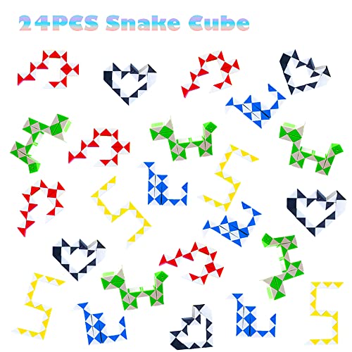 24 Pack 24 Blocks Fidget Snake Cube, Mini Snake Ruler Twist Puzzle Toys ...
