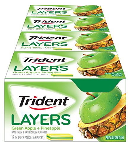 Trident Layers Sugar Free Gum (Green Apple & Golden Pineapple, 14-Piece ...