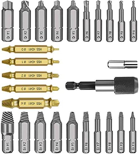 Damaged Screw Extractor Set, 22 + 5 PCS Stripped Screw Extractor Kit ...