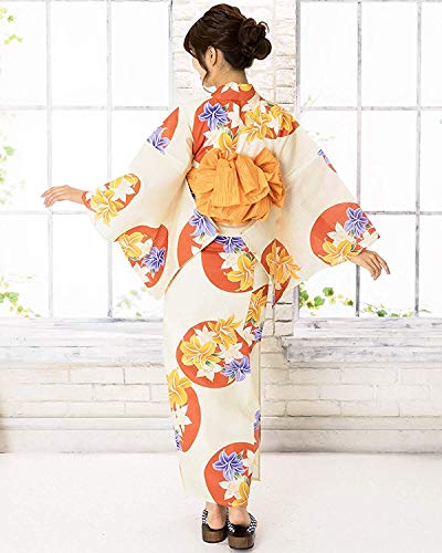 KYOETSU Women's Retro Yukata 4 Piece Set (Yukata/OBI/Geta Sandal ...