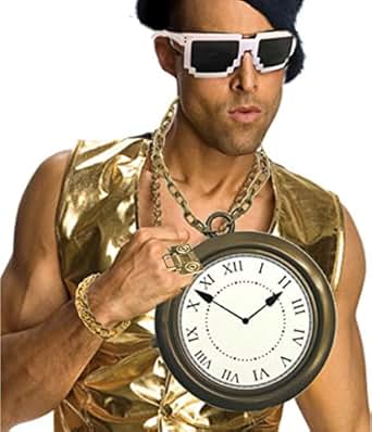 80's Flav Rapper Flavor Gold Jewelry Clock Necklace Sunglasses And Mic ...