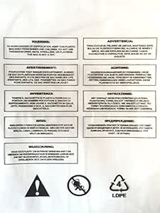100 x Advertencia de asfixia, Auto Sellable, Bolsa de polietileno ...