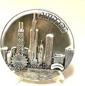 Amazon.com: Chicago Souvenir Plate - Pewter-look - 6" - Skyline: Home ...