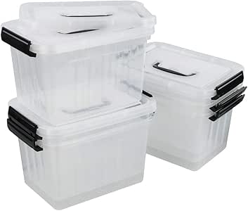 Amazon.com: Leendines 6 Quart Latching Plastic Storage Box, 6 Packs ...