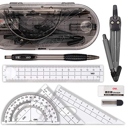 Compass Set, Muscccm Compass for Geometry Math Geometry Kit 8 Pieces ...