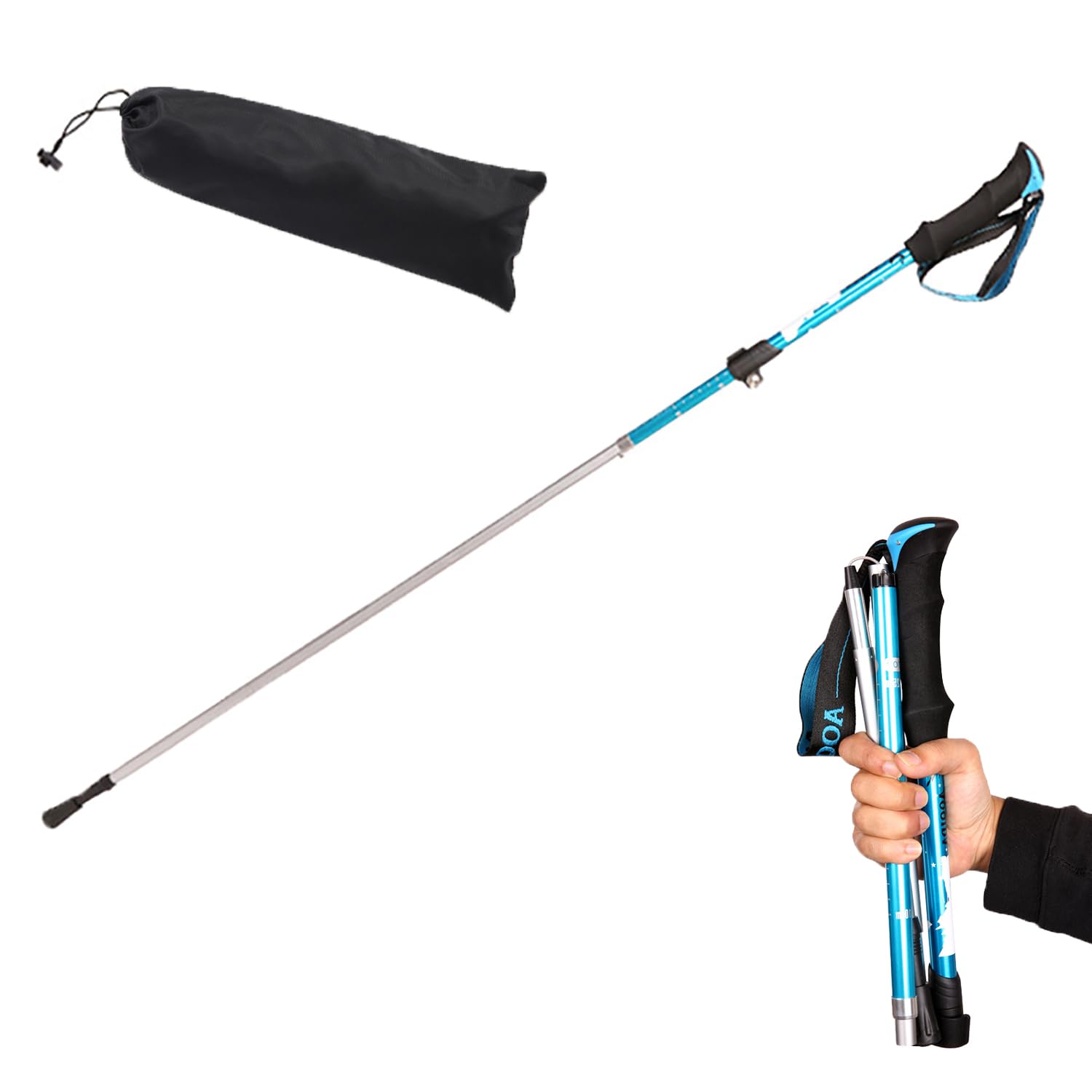 Ultra Light Trekking Hiking Poles Aluminum Alloy Collapsible Outdoor ...