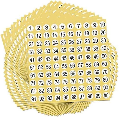 Numbers Stickers 100 Sheets Storage Organizing Sticker 1 to 100 Round ...