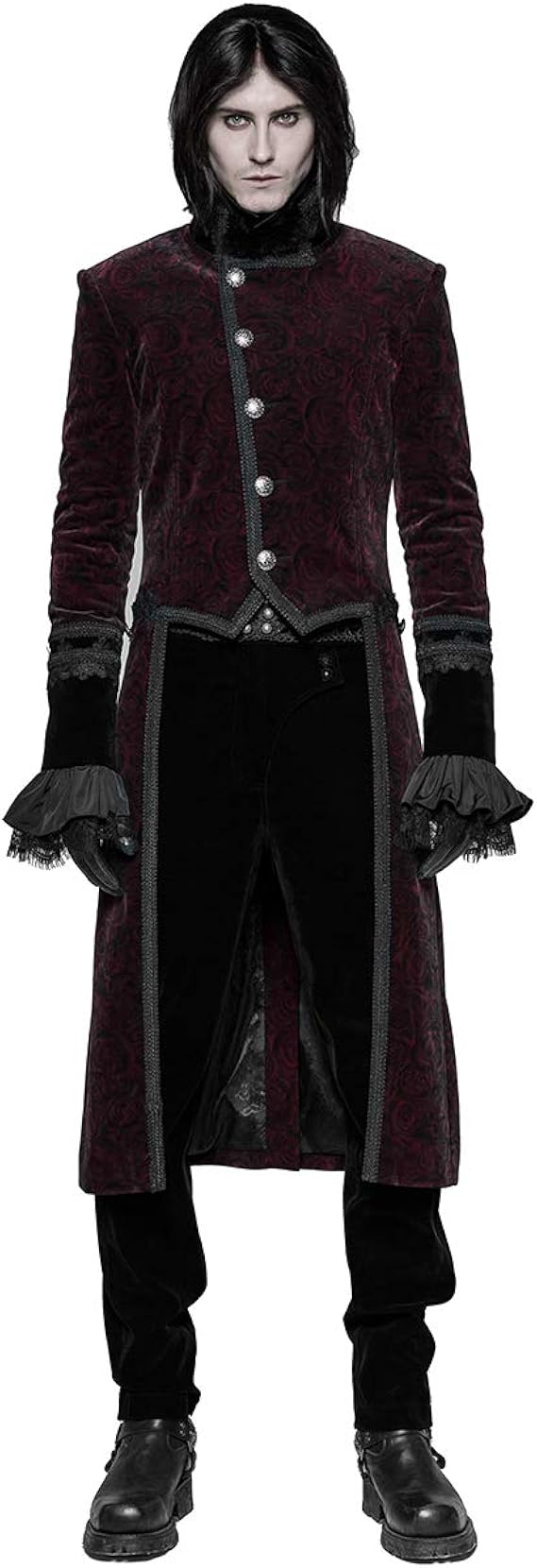 Punk Rave Men's Gothic Tuxedo Gorgeous Court Coat Wedding Party Red ...