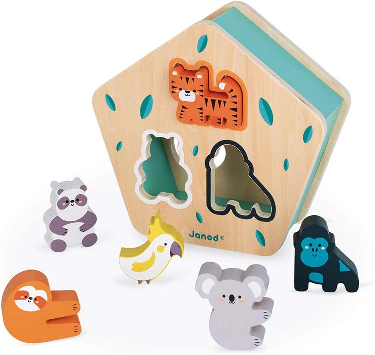 Janod – Wooden Animal Shape-Sorting Box – Shape-sorting Game – Early ...