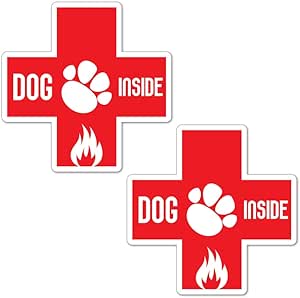 2X Dog Inside Fire Emergency Sticker Decal Stickers Pet Art Laptop ...